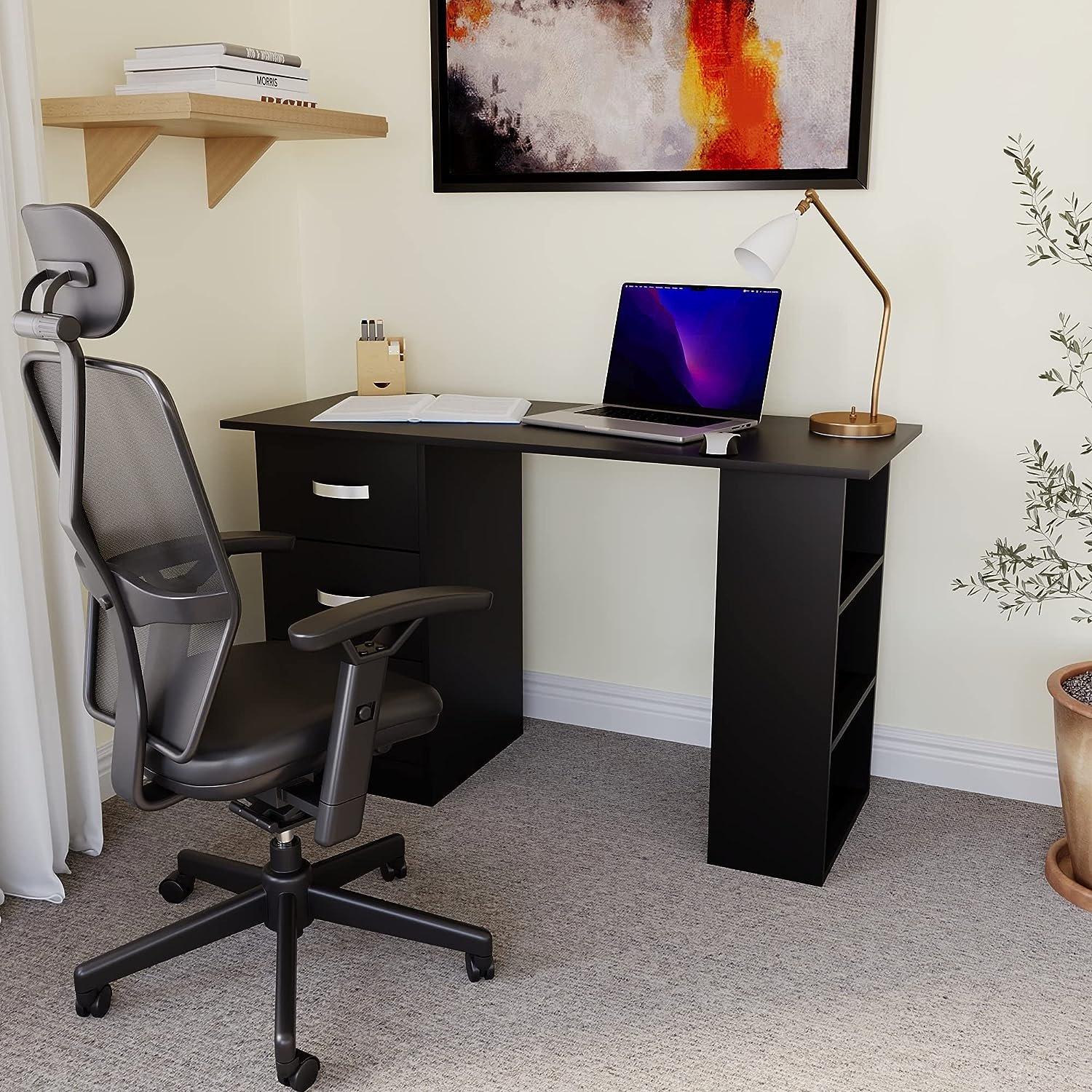 Vida Designs Mason Computer Desk with Shelves and 3 Drawers Review ...